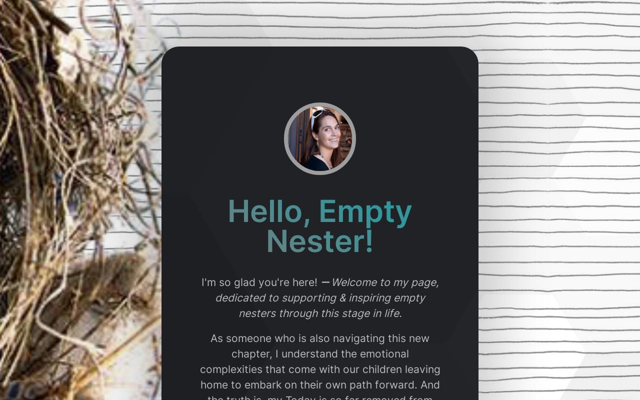 HELLO, empty nester!!